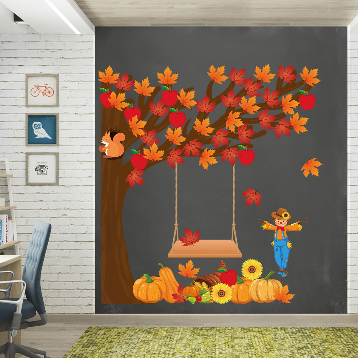 MALLMALL6 198Pcs Classroom Tree Bulletin Board Decor Seasonal Tree Aut